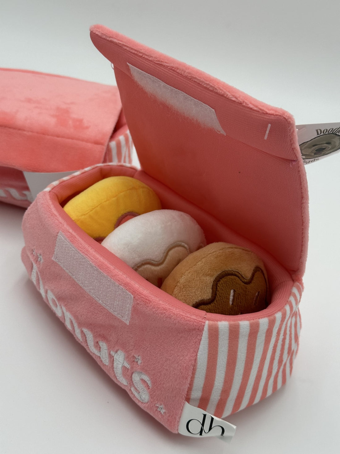 Doodle Heads Squeaky Dog Doughnut Box Toys | Squeaky Donuts Box for Dogs